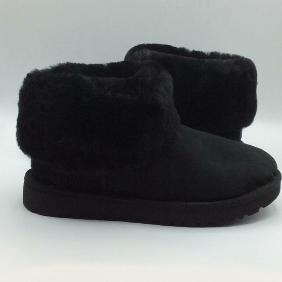 UGG | Shoes | Ugg Classic Mini Fluff Black Suede Boots | Poshmark